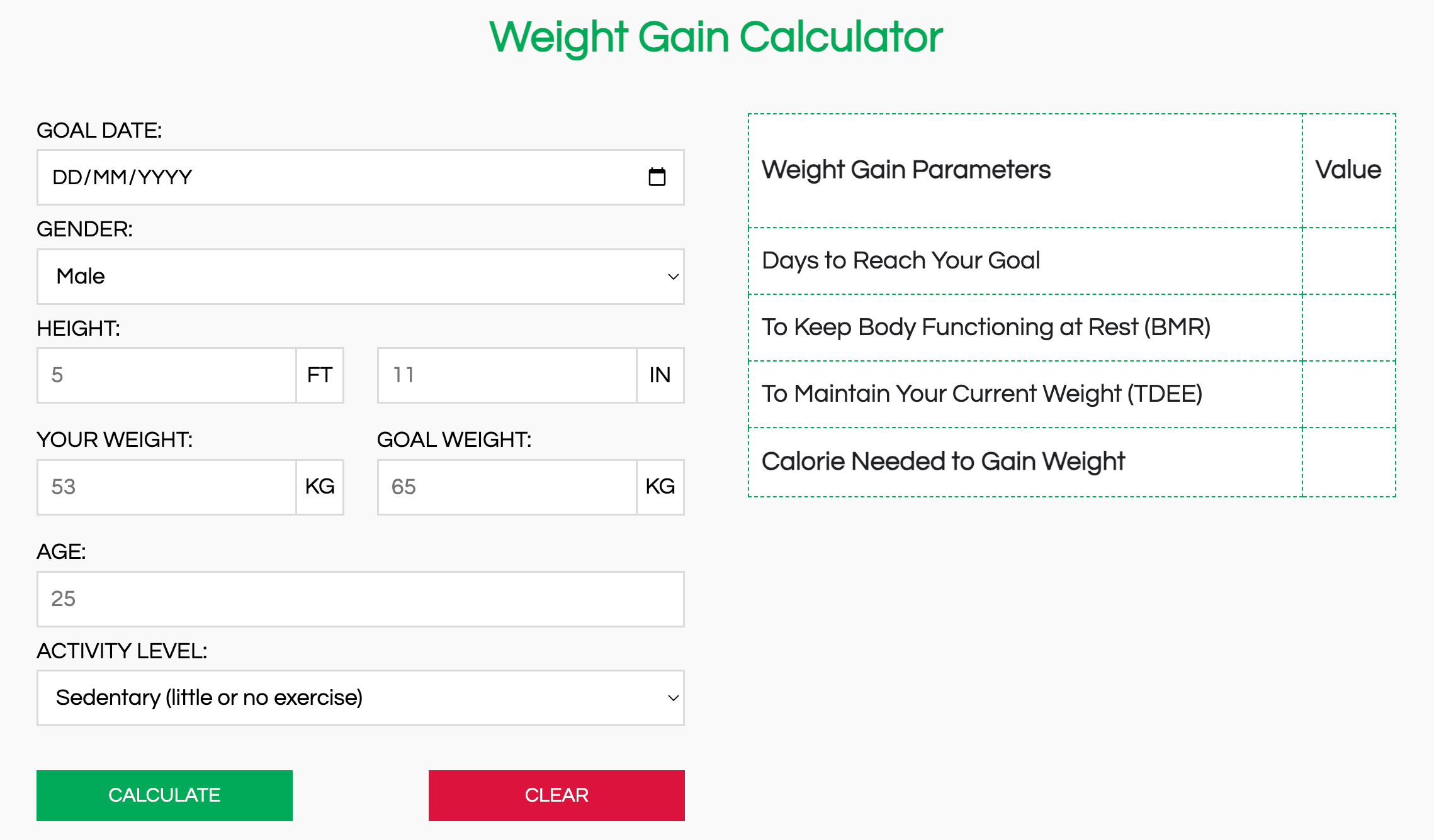 Weight Gain Calculator | The Bulking Calculator